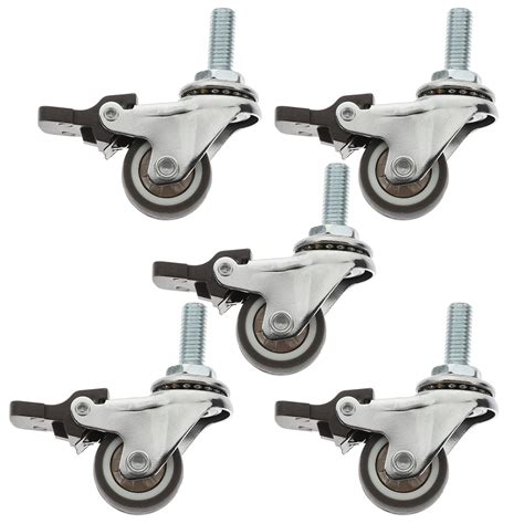 Ifundom 5 PCS Caster Wheel With Brake 1 Inch TPR Omni Directional