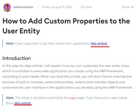 update links for how to add custom properties to the user entity