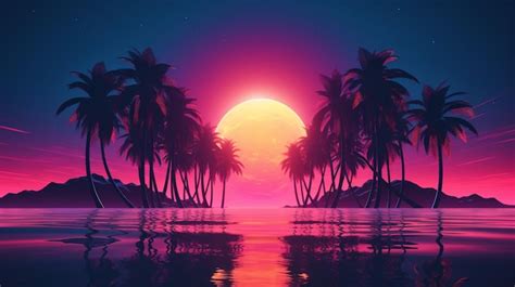 Premium Ai Image Synthwave Background