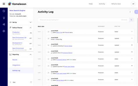 Kameleoon — User Manual Use The Activity Logs Kameleoon — User Manual