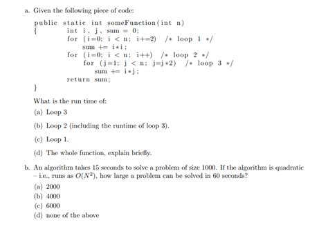 Solved A Given The Following Piece Of Code Public Static