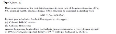 Solved Derive An Expression For The Post Detection