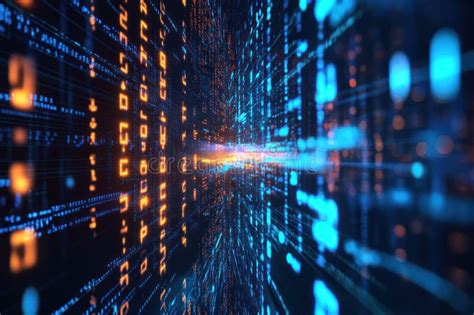 Dynamic Binary Code Visualization With Bright Orange And Blue Streams