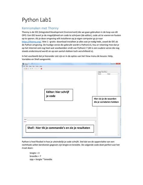 Python Lab1a Lab Questions Programming Python Lab1 Kennismaken Met