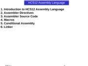 HCS Assembly Language Basics V HCS Assembly Language Introduction To HCS