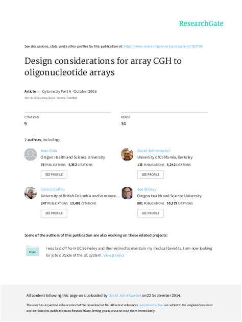 Pdf Design Considerations For Array Cgh To Oligonucleotide Arrays
