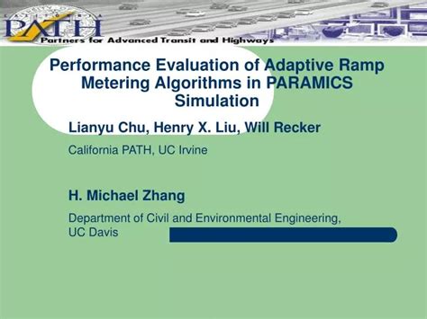Ppt Performance Evaluation Of Adaptive Ramp Metering Algorithms In