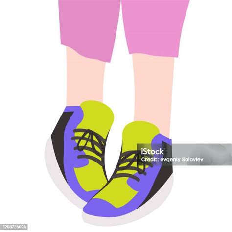 스 니 커 즈에 여성 또는 남성 양말 밝은 운동화 패션 액세서리 패션의 손으로 그린 컬러 일러스트 플랫 디자인 벡터 걷기에 대한 스톡 벡터 아트 및 기타 이미지 Istock