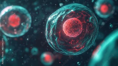 Nucleus Of A Cell Under A Microscope With Visible Nuclear Membrane And Chromatin Microscope
