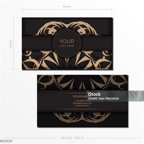 고급 패턴과 검은 색으로 명함의 인쇄 디자인을위한 템플릿 빈티지 장식벡터 명함 준비 0명에 대한 스톡 벡터 아트 및 기타 이미지 0명 기념일 꽃 식물 Istock