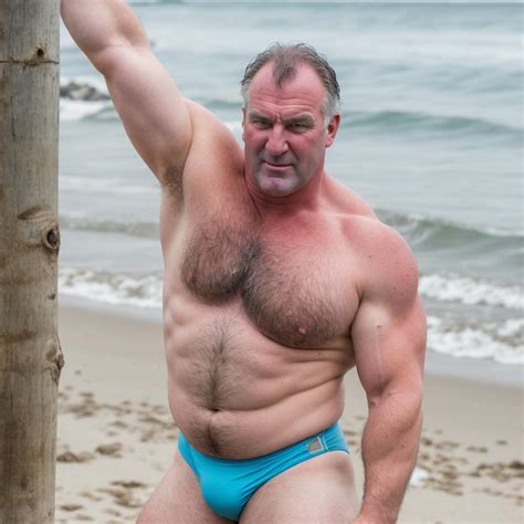 Speedos Bulge Musclebear Daddy Beach Gaybull Rhairybearmuscledaddy