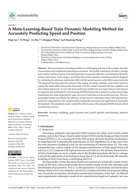Pdf A Meta Learning Based Train Dynamic Modeling Method For