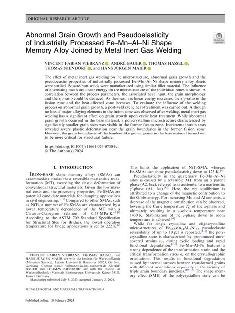 Pdf Abnormal Grain Growth And Pseudoelasticity Of Industrially