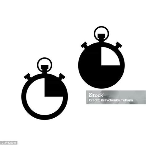 스톱 워치 아이콘 세트 시간 측정 기호 심플한 블랙 앤 화이트 크로노미터 벡터 일러스트 레이 션입니다 주당순이익 10 개념에