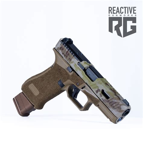 Agency Arms Glock 19x Bonesaw Arid Multicam Slide Standard Reactive Gunworks Reactive Gunworks