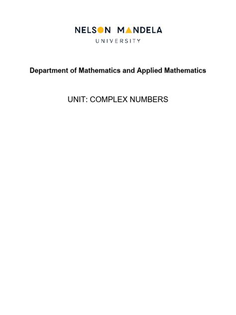 Chapter 1 Complex Numbers Pdf Numbers Complex Number