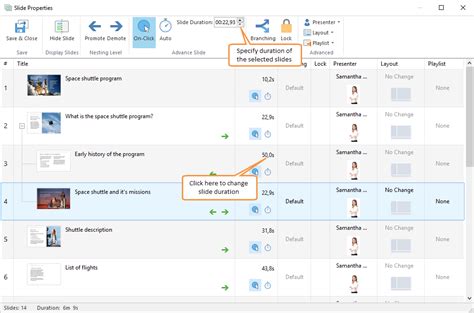 Adjusting Slide Duration