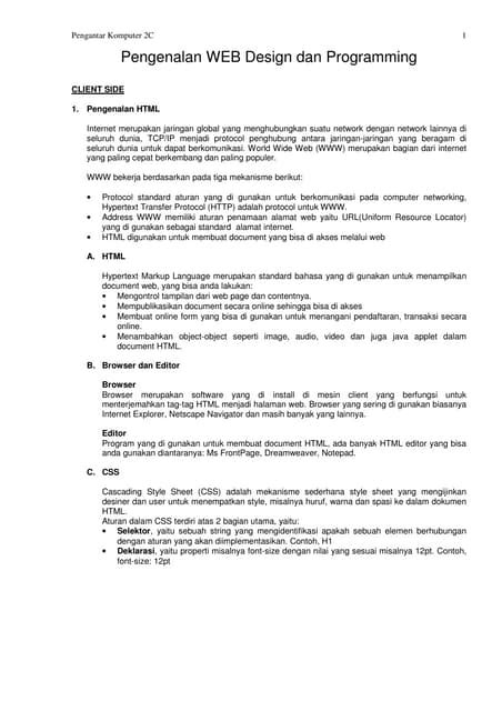 Pengenalan Web Design Dan Programming Pdf