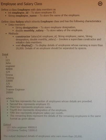 Solved Employee And Salary Class Define A Dass Employee With