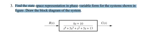 Solved 3 Find The State Space Representation In