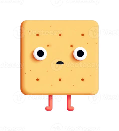Cartoon Square Character With Big Eyes And Tiny Legs 67616132 Png