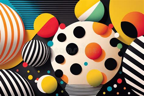 Playful Vector Style Design Featuring Overlapping Circles And Stripes