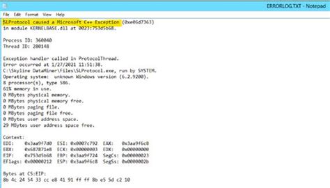 Dataminer Process Crashes Caused By Microsoft C Exception