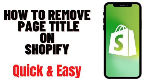 HOW TO REMOVE PAGE TITLE ON SHOPIFY YouTube