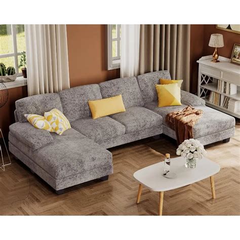 Sof S Seccionales Para Sala De Estar Sof En Forma De U Con Tela De Lino