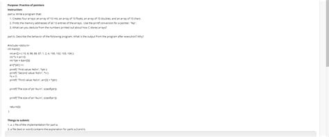 Solved Purpose Practice Of Pointers Instruction Part A