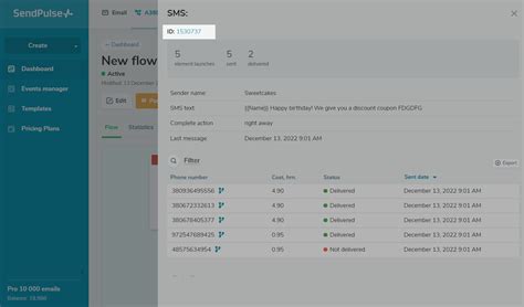 SMS Element In Automation 360 SendPulse