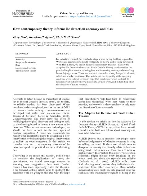 Pdf How Contemporary Theory Informs Lie Detection Accuracy And Bias