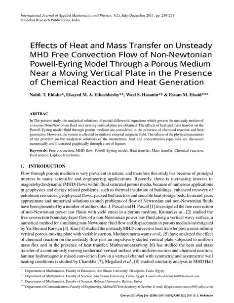 Pdf Effects Of Heat And Mass Transfer On Unsteady Mhd Free Convection
