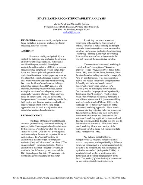 pdf state based reconstructability analysis