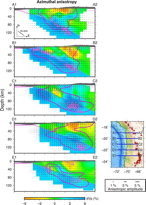 P Wave Velocity Anomalies And Azimuthal Anisotropy Along Five E‐w