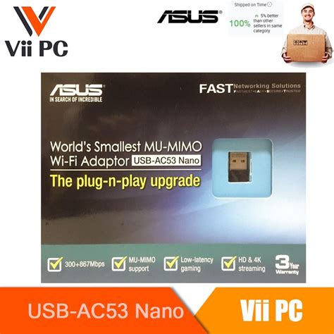 Asus Usb Ac Nano Dual Band Usb Wi Fi Adapter Shopee Malaysia