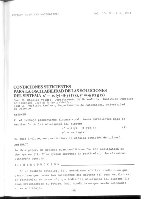 Pdf Sufficient Conditions For The Oscillation Of The Solutions Of The System X α Y β Y F X
