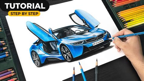 How to Draw Realistic CAR - Step by step - YouTube