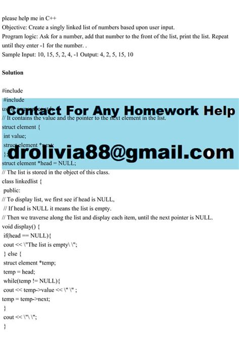Please Help Me In Cobjective Create A Singly Linked List Of Numpdf