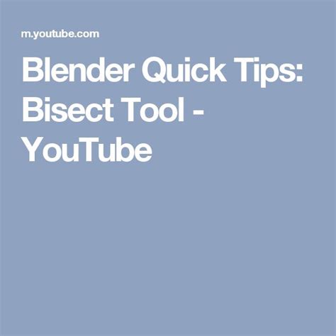 Blender Quick Tips Bisect Tool YouTube Blender Quick Tips