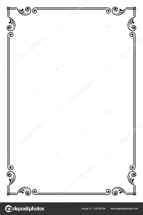 Decorative Black Rectangular Frame Ornate Corners Sizes — Stock Vector © Svetlanaparsh 339386764
