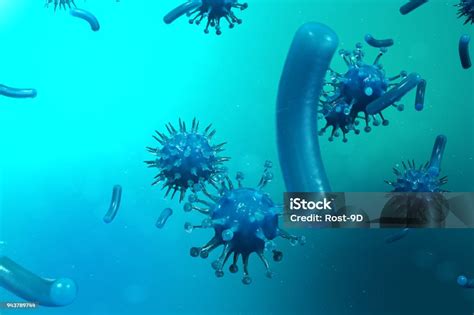 3d 그림 병원 성 바이러스 호스트 유기 체에 감염을 일으키는 바이러스 성 질병 전염병입니다 바이러스 추상적인 배경입니다 바이러스 박테리아 세포 감염 유기 체입니다 3차원