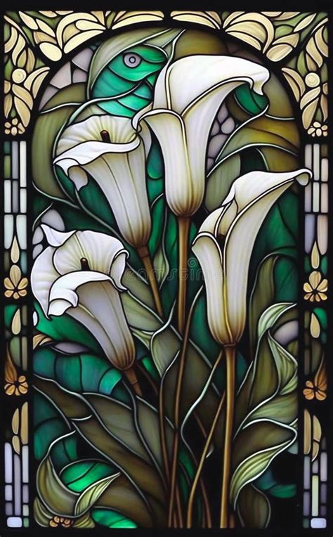 Stained Glass Lily Pattern Stock Illustrations 107 Stained Glass Lily