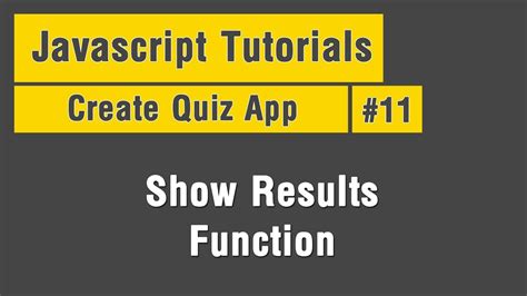 Quiz App Arabic Javascript Tuts 11 Show Results Function Youtube