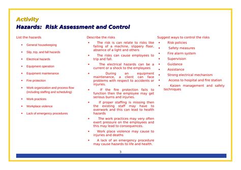 risk assessment activity pdf