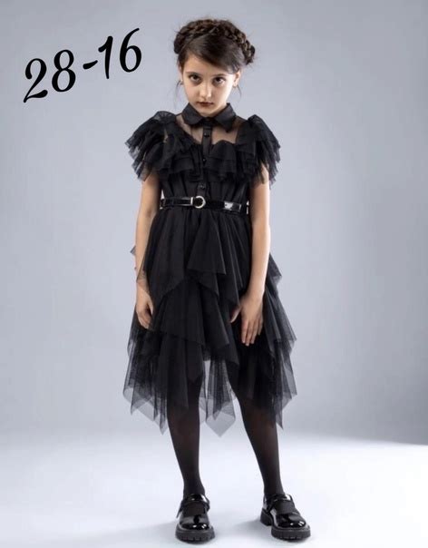 Платье Уэнсдэй Комплект: Платье, ремень. Размер 130(8-9лет) 140(10 ...