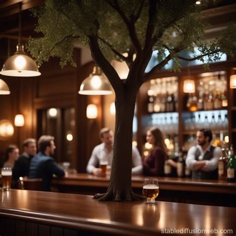 Bar With Central Tree Decoration Stable Diffusion Online