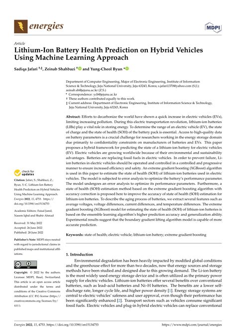 Pdf Lithium Ion Battery Health Prediction On Hybrid Vehicles Using