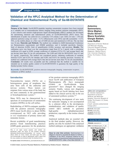 Pdf Validation Of The Hplc Analytical Method For The Determination Of Chemical And