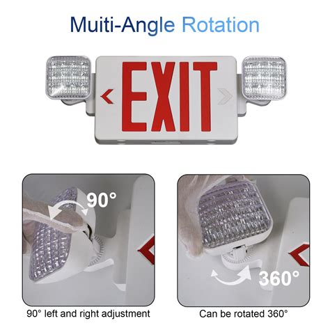 TANLUX Red Exit Sign With Emergency Lights LED Emergency Exit Light With Battery Backup UL